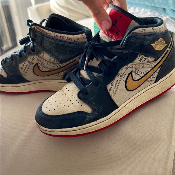 Nike | Shoes | Nike Air Jordan High Tops Black Gold Red Take Flight ...
